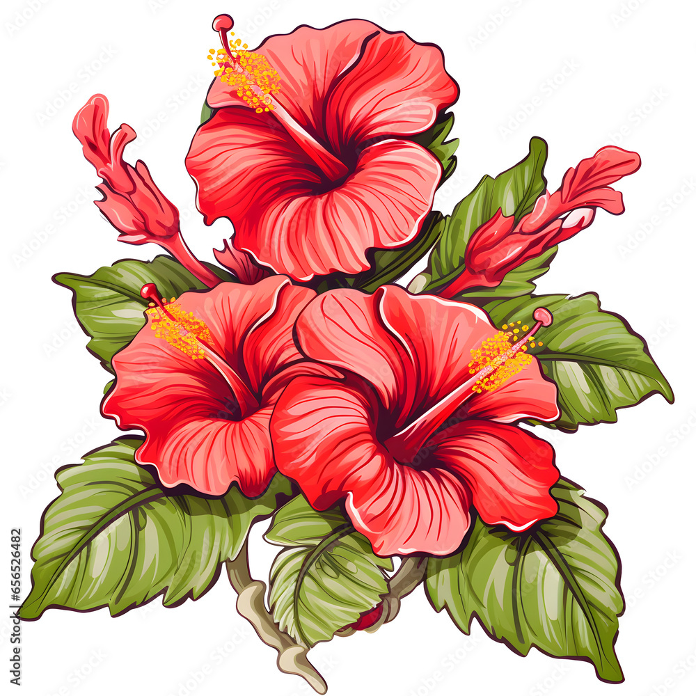 Cartoon clipart of hibiscus flower, plant clipart, nature clipart ...