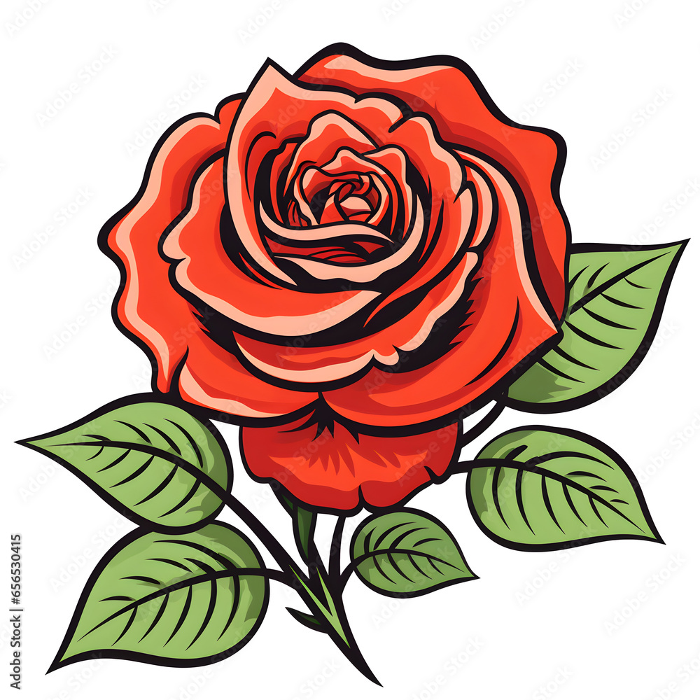 Cartoon clipart of a blooming rose, plant clipart, nature clipart ...