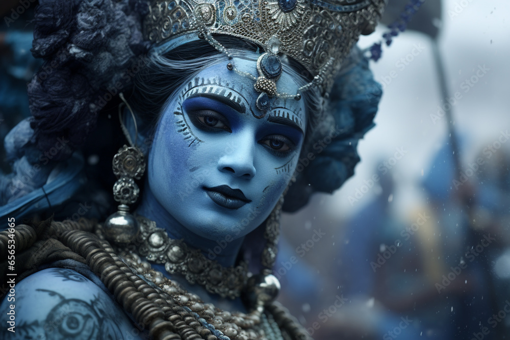 Culture and religious, states of mind concept. Lord Hindu god Krishna ...