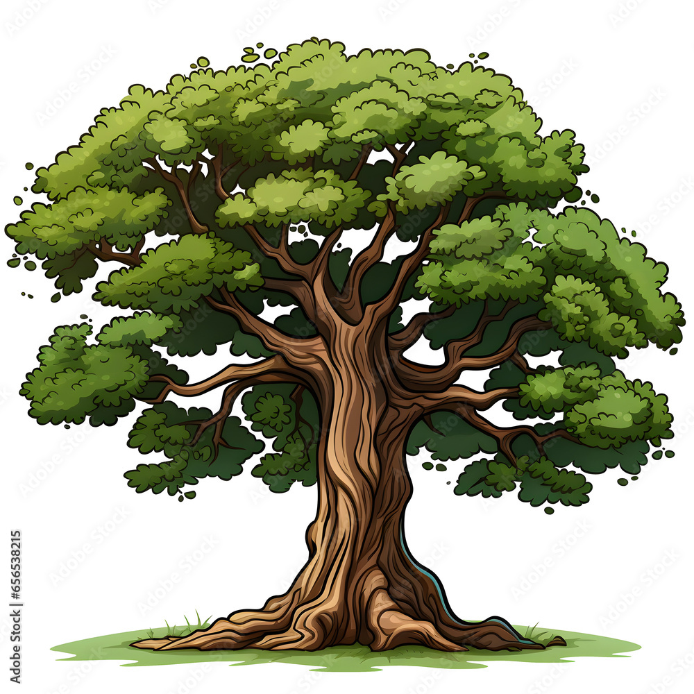 Cartoon clipart of oak tree, plant clipart, nature clipart, isolated on ...