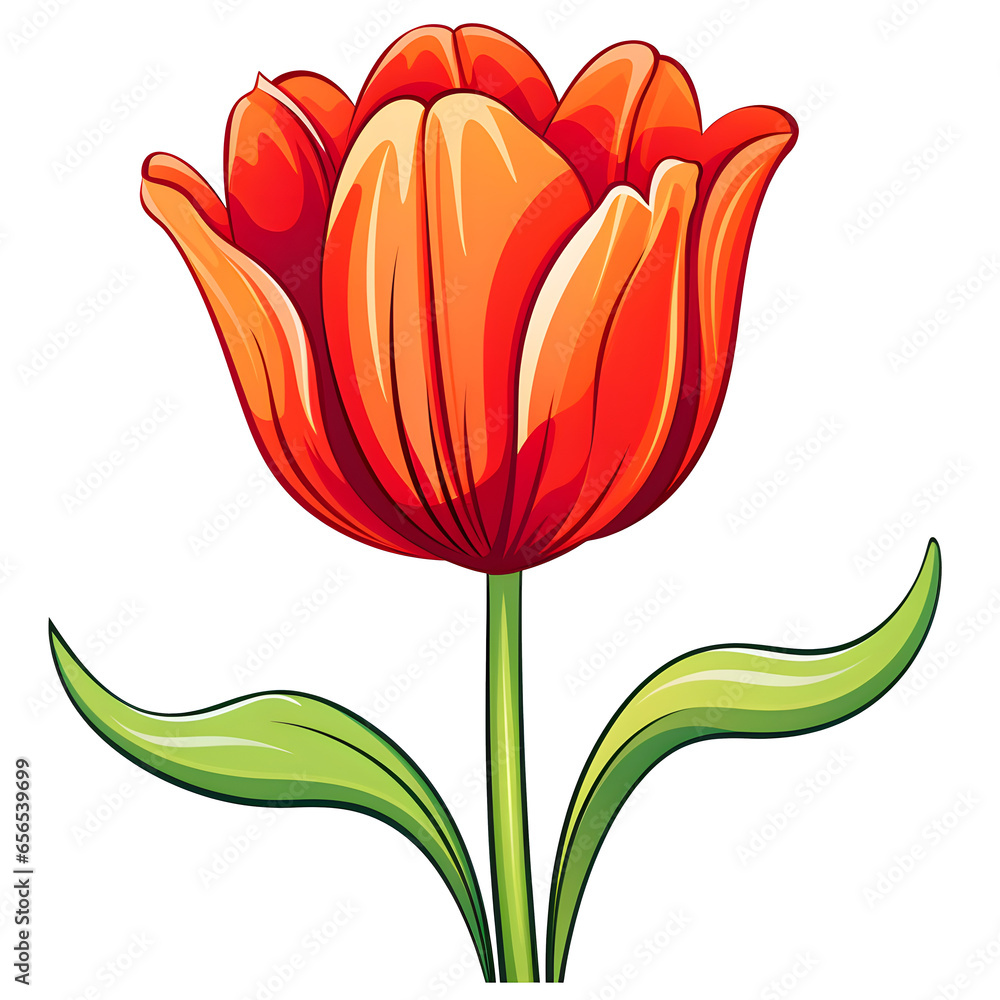 Cartoon clipart of tulip, plant clipart, nature clipart, isolated on ...