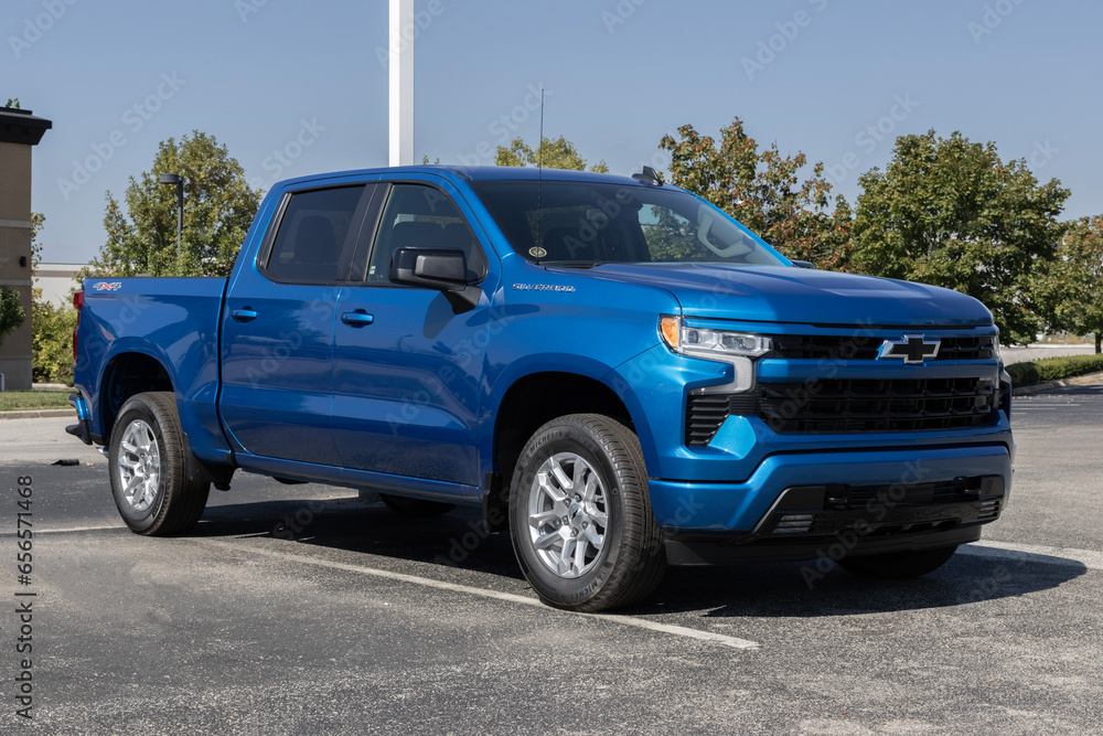 Chevrolet Silverado 1500 display at a dealership. Chevy offers the ...