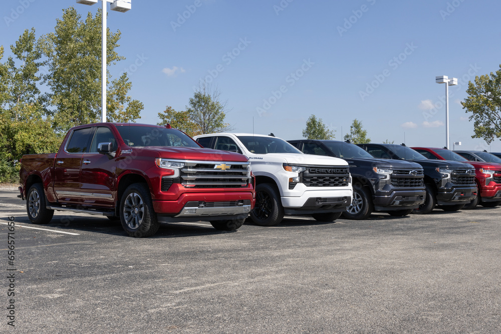 Chevrolet Silverado 1500 display at a dealership. Chevy offers the ...