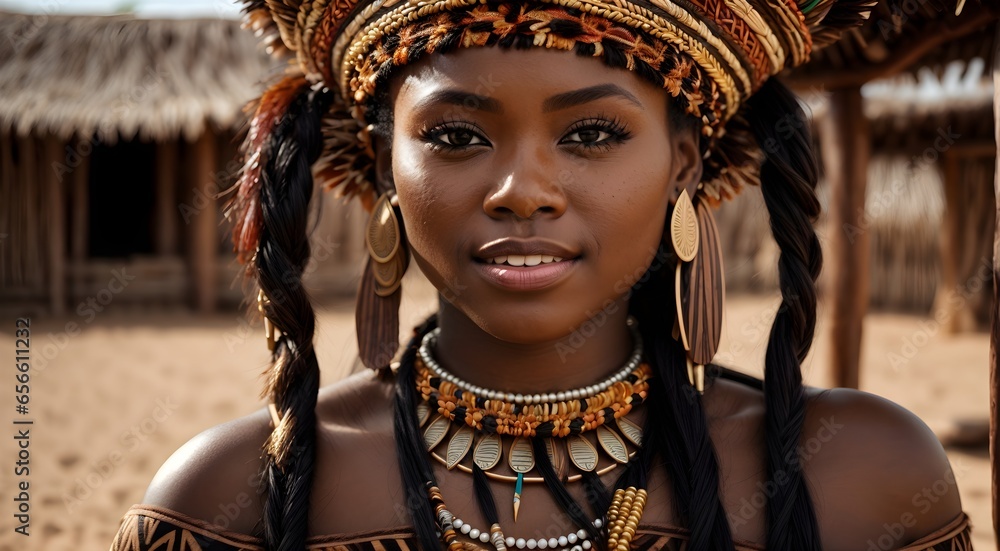 Portrait shot of beautiful zulu woman, african american female, native ...
