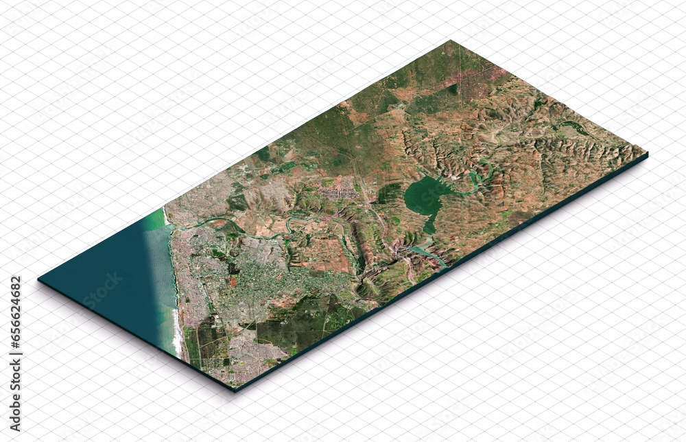 3d model map of Rabat city, the capital city of Morocco. Isometric map ...