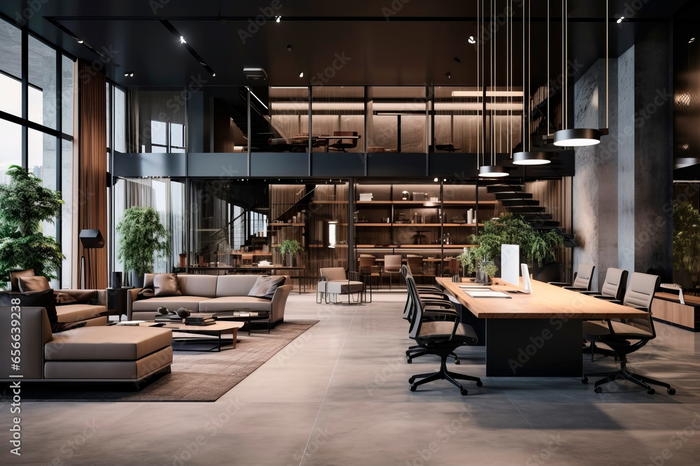 Business office background. Lobby reception hall interior or empty ...