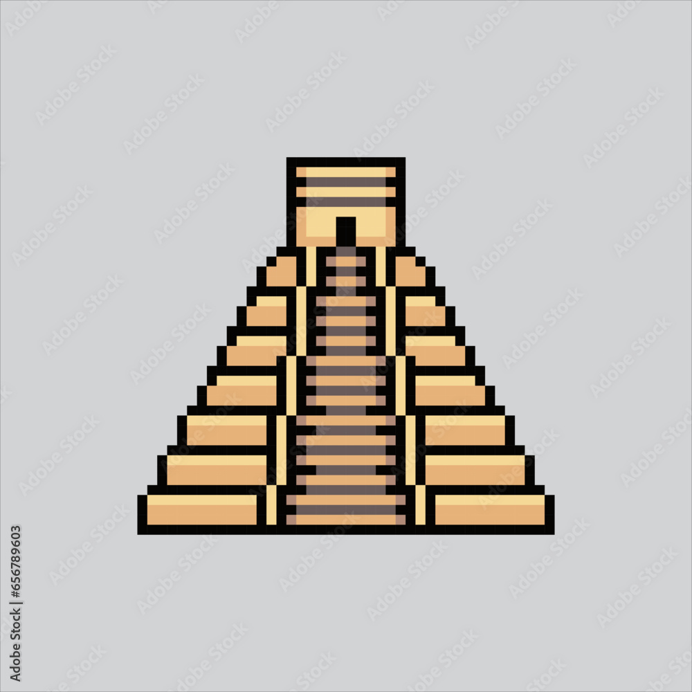 Pixel art illustration Mayan Temple. Pixelated pyramid temple. Mayan ...