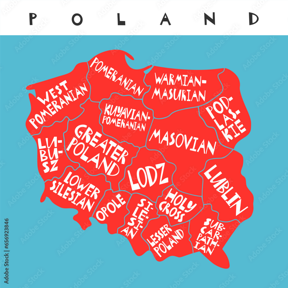 Vector Hand Drawn Stylized Map Of Polish Provinces. Travel Illustration ...