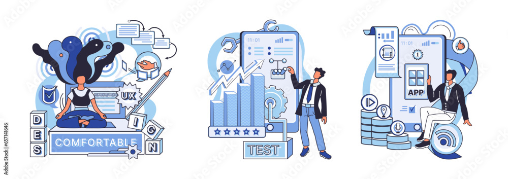 Vector de Stock Application testing metaphor. Vector illustration ...
