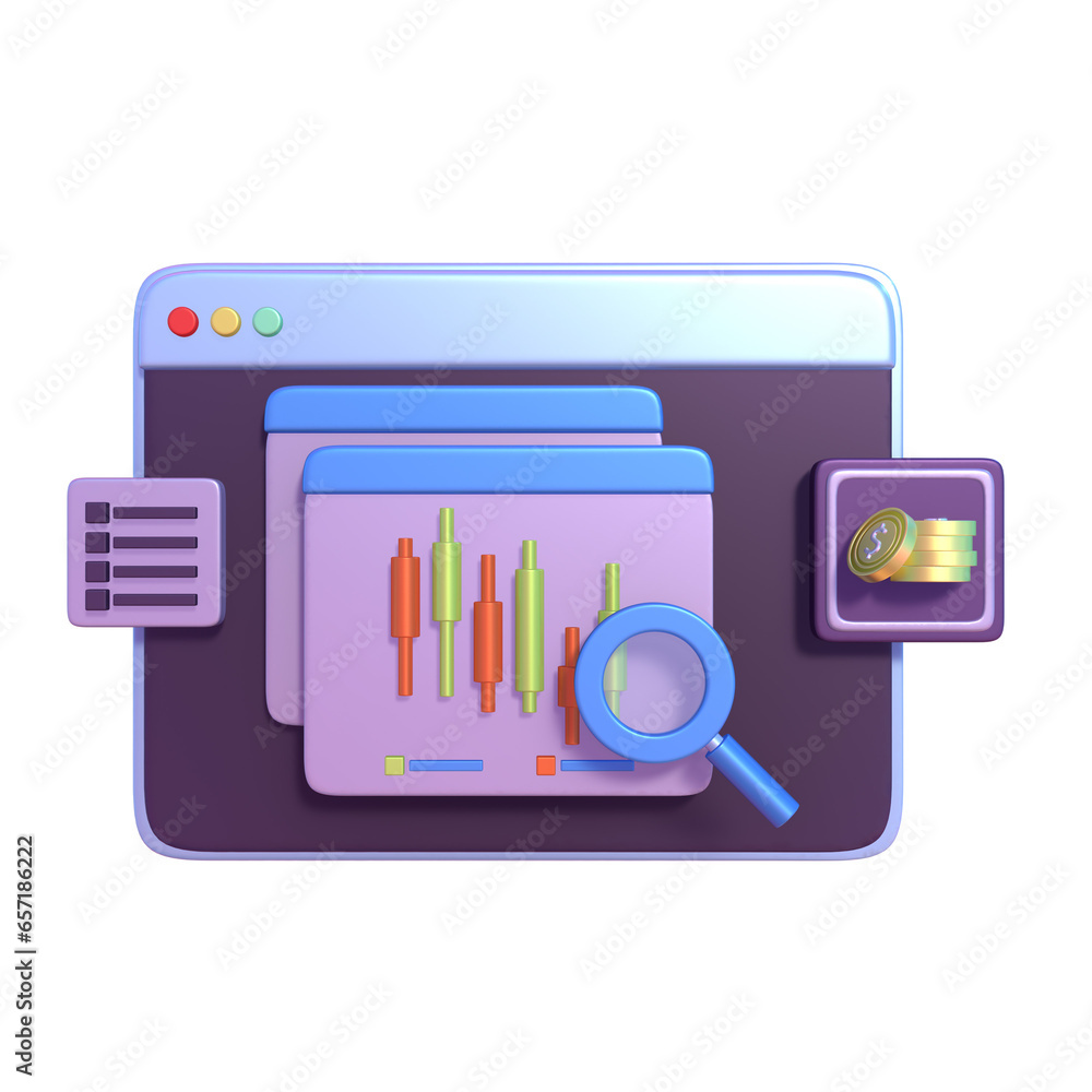Analyzing Income Using 3D Candlesticks の Stock イラスト | Adobe Stock