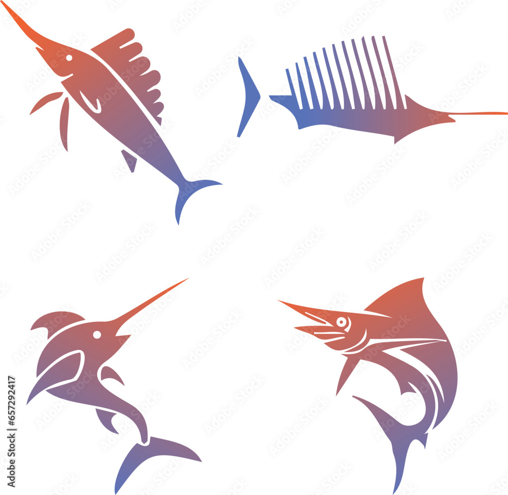 Sailfish Icons - A set of sailfish icons typically includes four ...