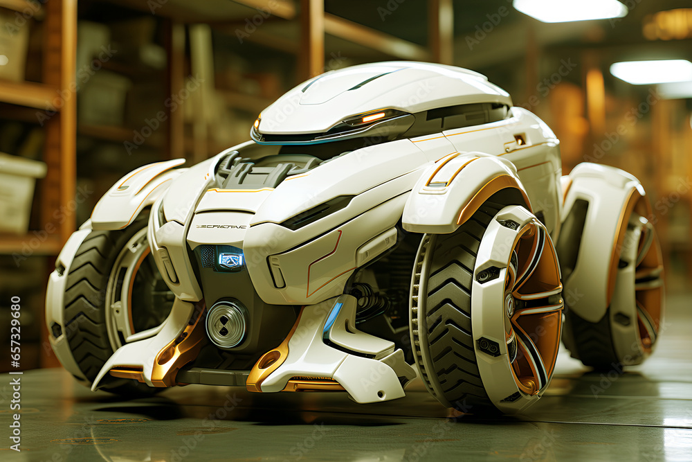 transforming car that can change into a humanoid robot, showcasing both ...