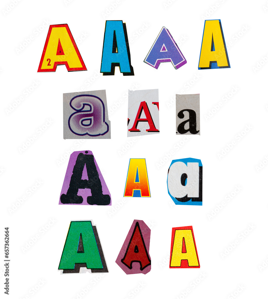 Ransom letter font A from printout magazine cutout, collage element for ...