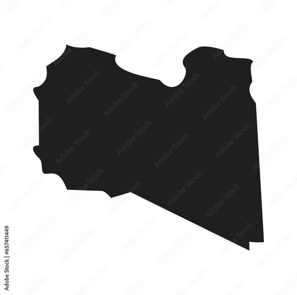 map of Libya detailed Black silhouette country borders map of Libya ...