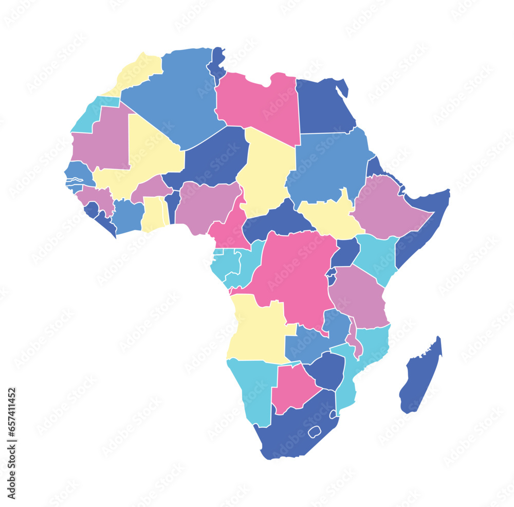Map of Africa continent in CMYK colors on white background. Vector ...