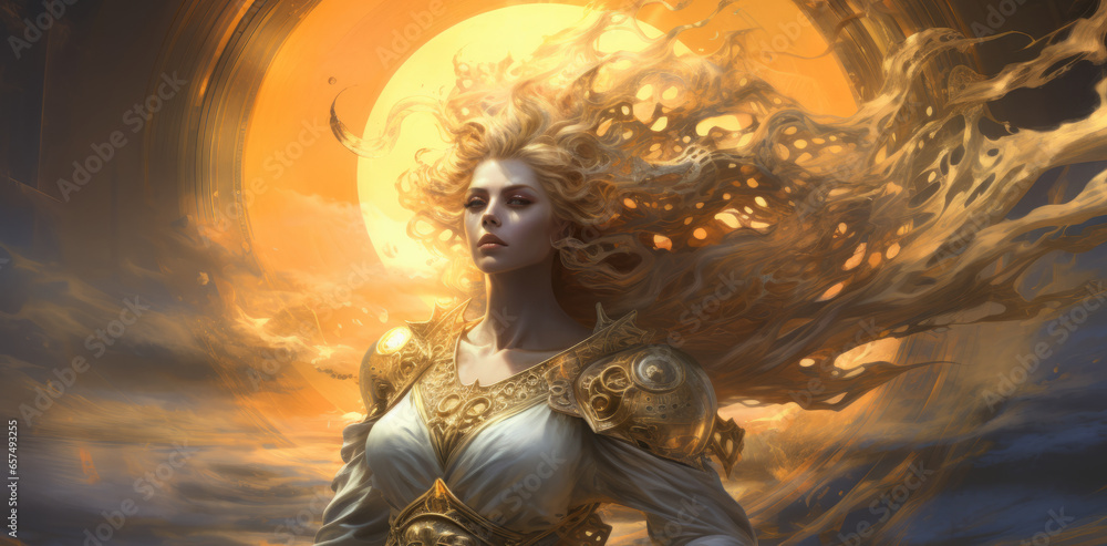 Painting of a beautiful woman, the Greek goddess Venus. Olympian god of ...