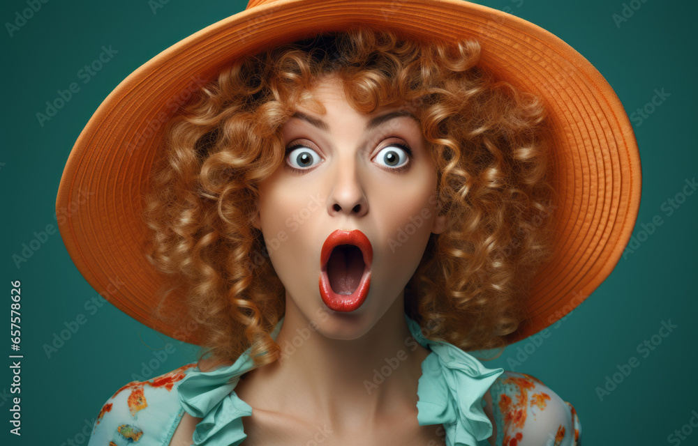 Young ultra beautiful woman girl with Surprised and excited expression ...