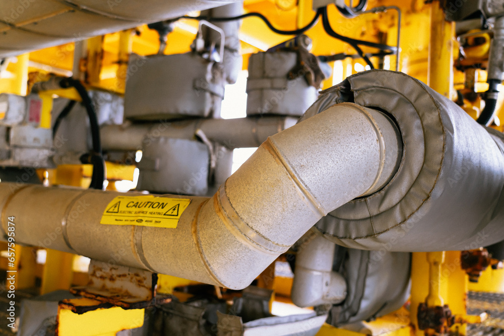 Insulation foam covered with a good waterproof rubber sheet on pipes in ...