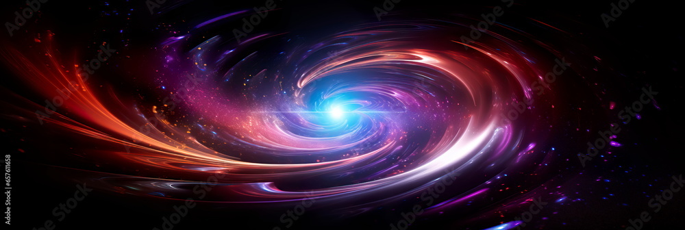 dramatic distortion of light as it bends around a black hole, creating ...
