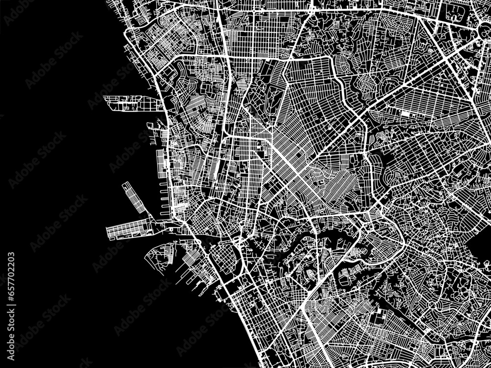 Vector road map of the city of Manila in the Philippines with white ...