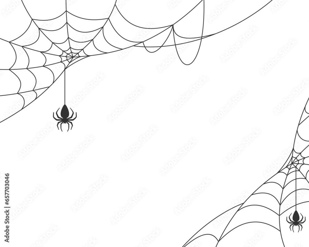Spider web black isolated on white transparent background, with black ...
