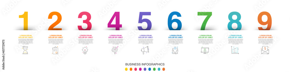 Modern vector flat illustration. Line infographic numbers template with ...