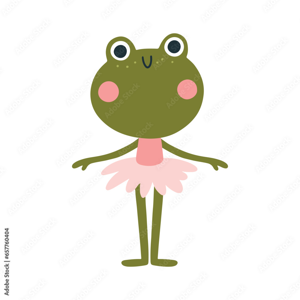 Ballerina frog vector isolate. Cute illustration of a character in a ...