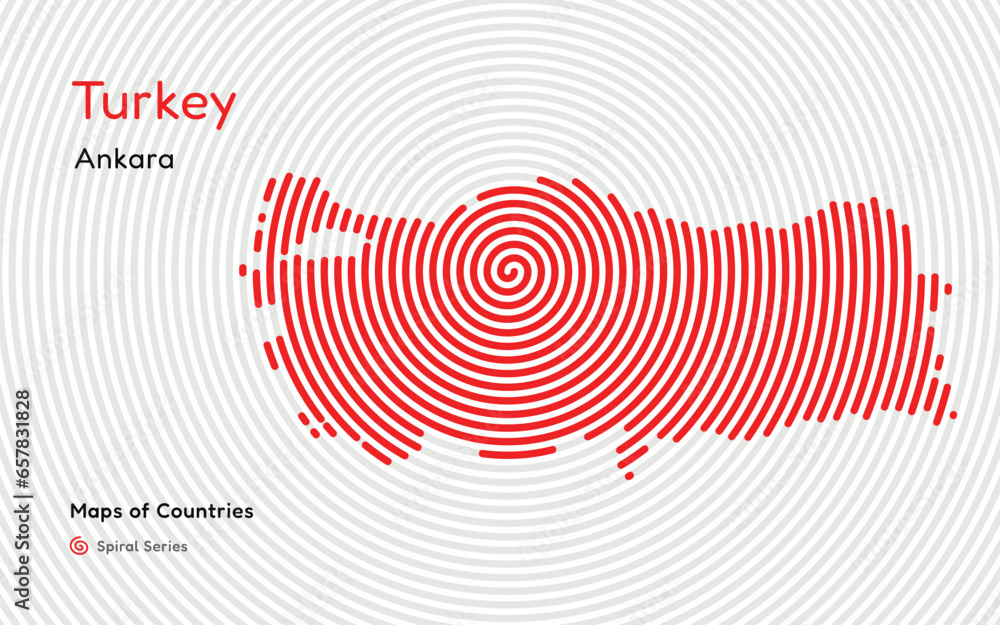 Creative fingerprint map of Turkey. Political map. Ankara. Capital ...