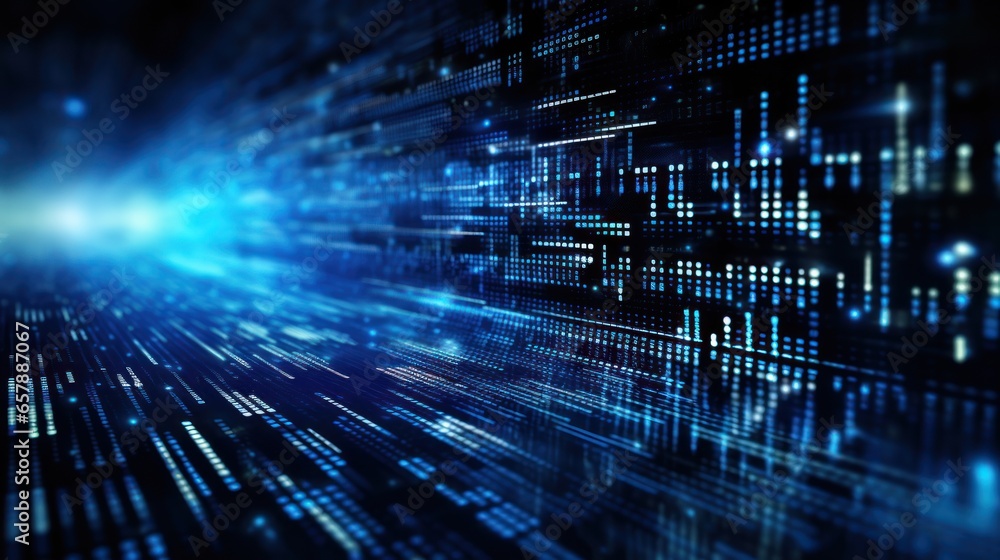 IT technology background with cascading lines of code and algorithms, showcasing the core of ...