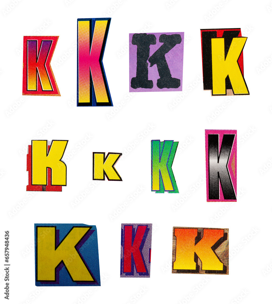 Ransom letter font K from printout magazine cutout, collage element for ...