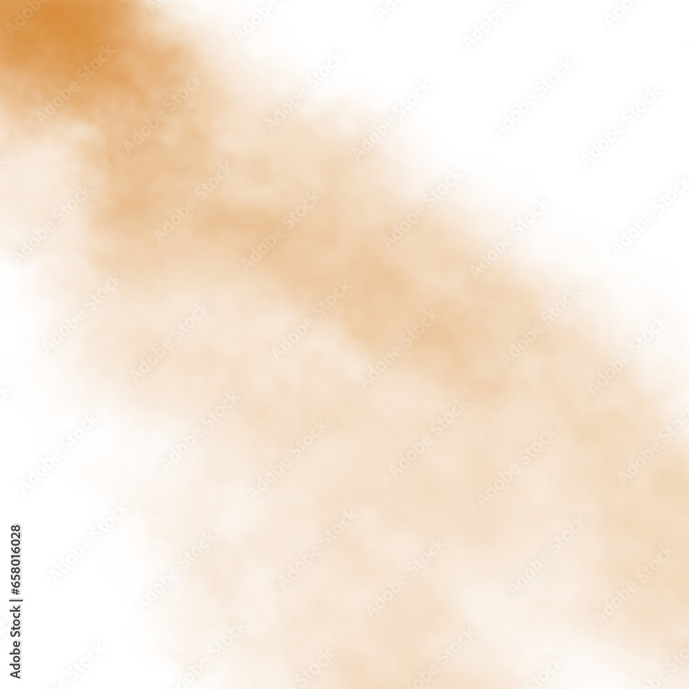 Abstract orange puffs of smoke mist overlay on transparent background ...