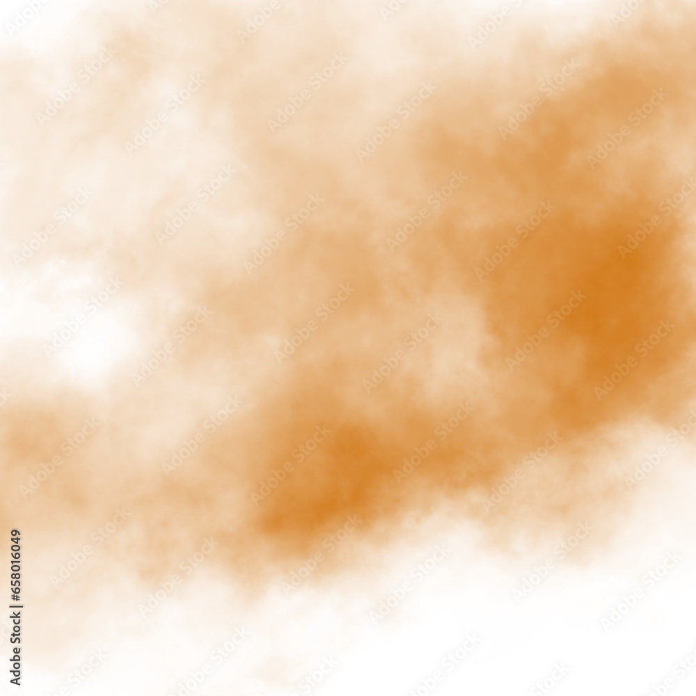 Abstract orange puffs of smoke mist overlay on transparent background ...