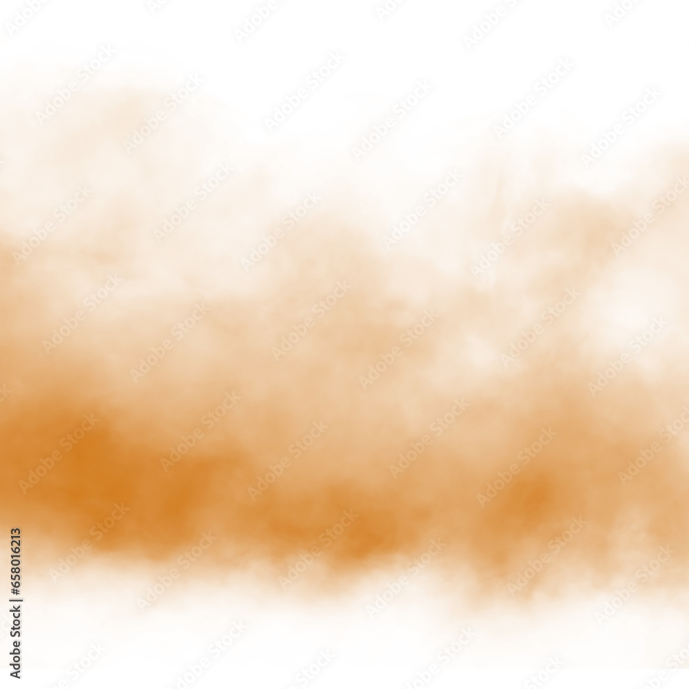 Abstract orange puffs of smoke mist overlay on transparent background ...