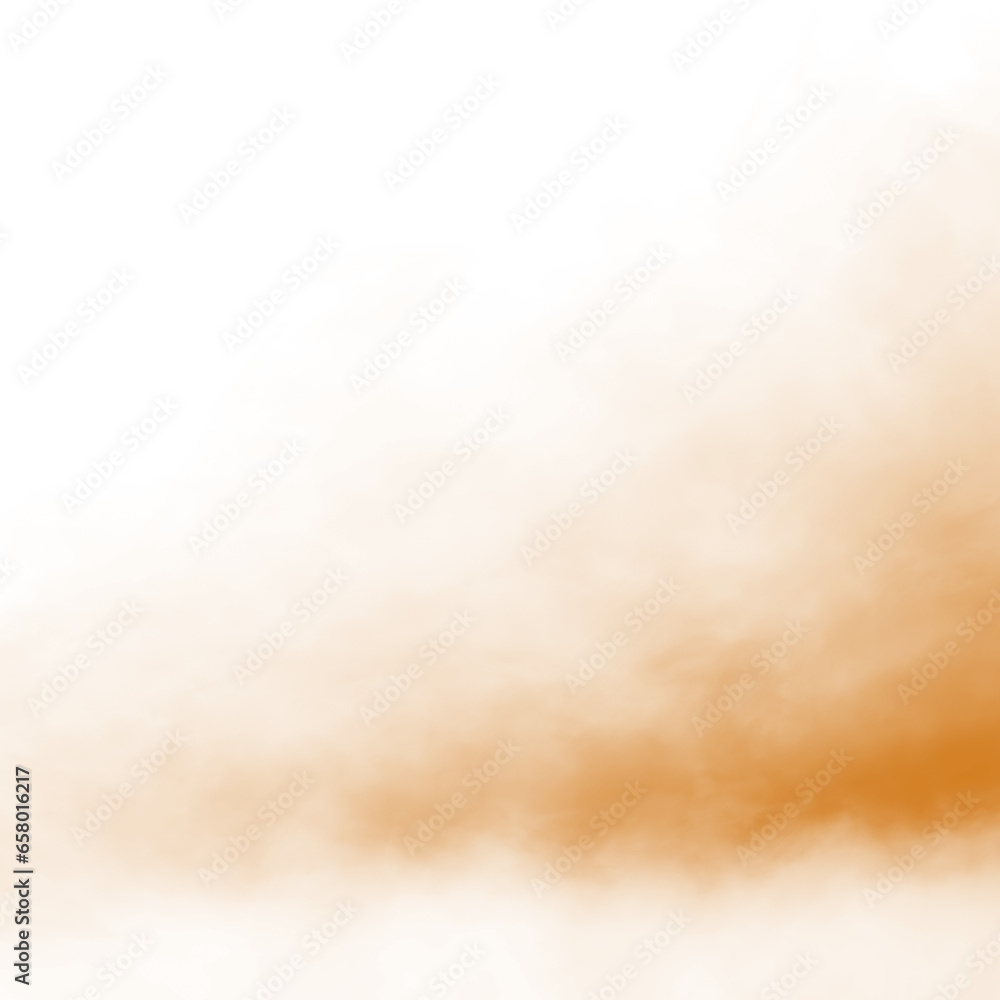 Abstract orange puffs of smoke mist overlay on transparent background ...
