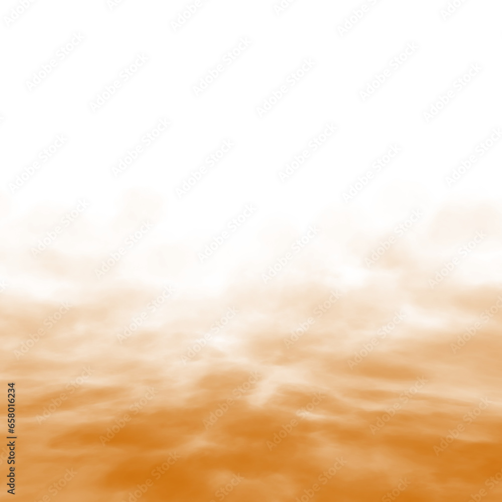 Abstract orange puffs of smoke mist overlay on transparent background ...