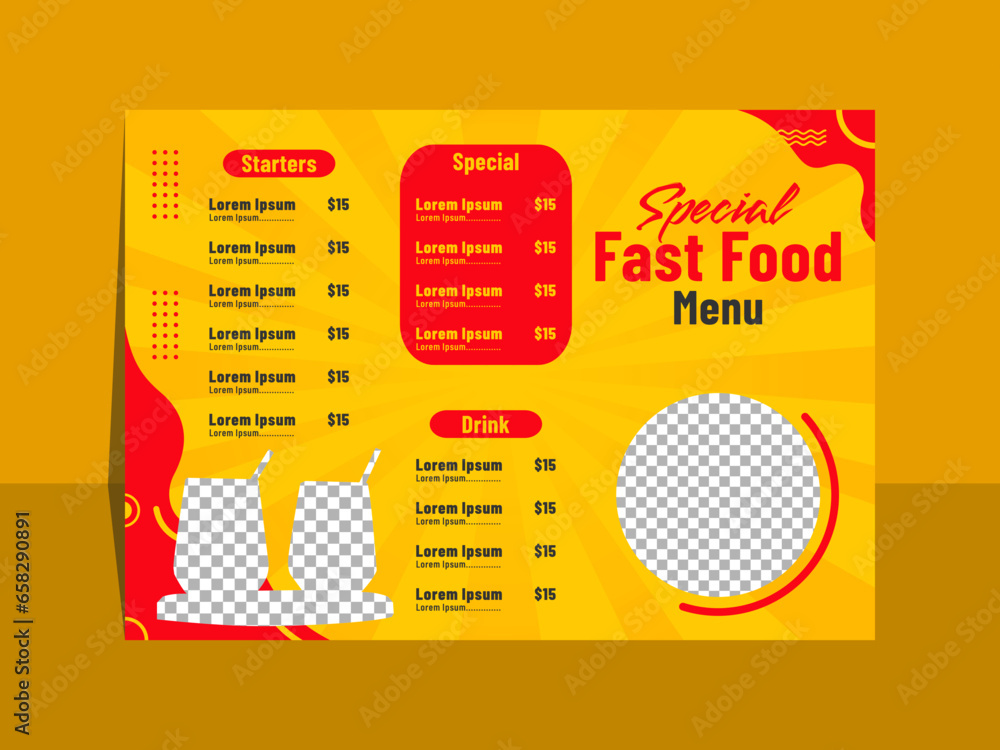 Fast food menu price list template design Stock Vector | Adobe Stock