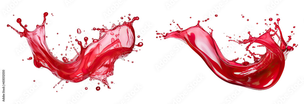 syrup red splash with droplets and bauble, isolated on a transparent ...