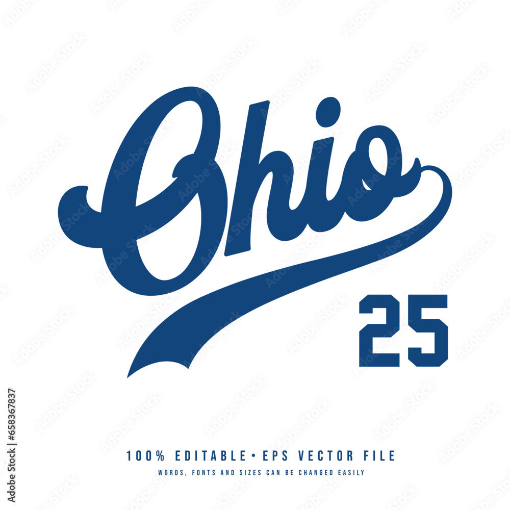 Ohio text effect vector. Editable college t-shirt design printable text ...
