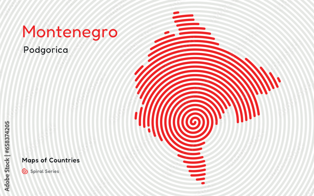 Creative map of Montenegro. Political map. Capital Podgorica. World ...