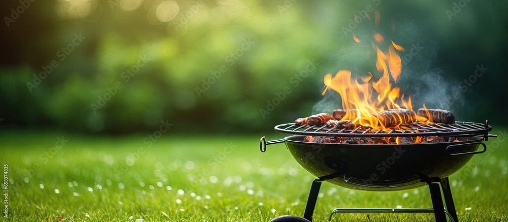 Flame on grass barbecue grill backdrop Stock Photo | Adobe Stock