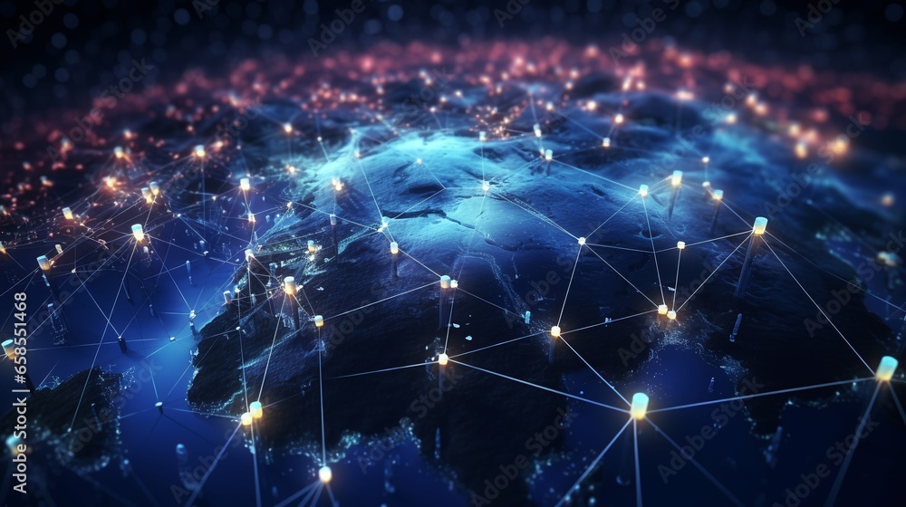 Global Internet Connectivity. Bridging the World through Advanced Communication Technology Stock ...
