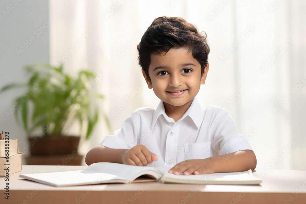 indian little school boy studying at home Stock Photo | Adobe Stock