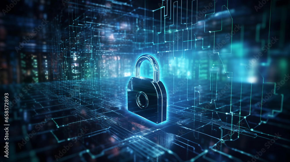 ภาพประกอบ Stock Representation of a secure network, highlighting the ...