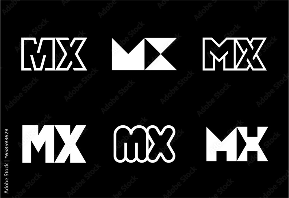 Vector de Stock Set of letter MX logos. Abstract logos collection with ...