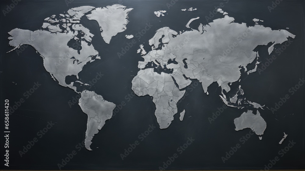 World map in blackboard, AI generated Image Stock Photo | Adobe Stock