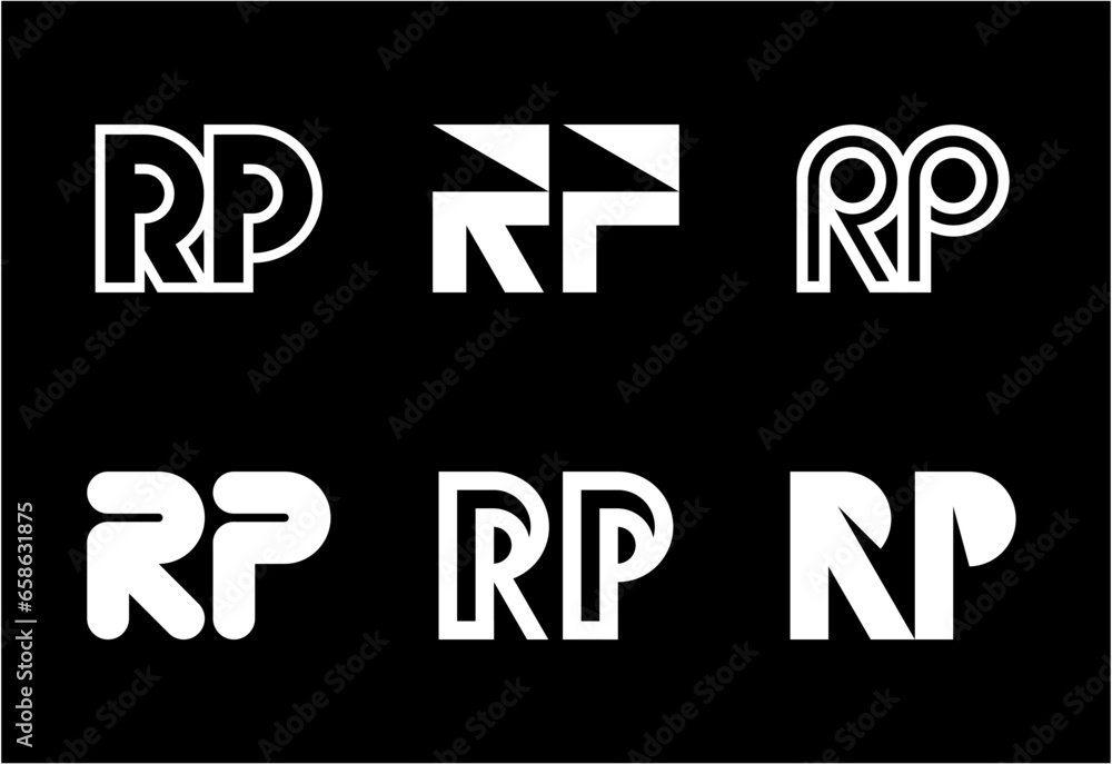 Set of letter RP logos. Abstract logos collection with letters ...