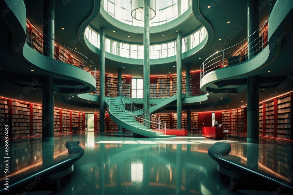 Explore the rich world of knowledge in this modern library. With its ...