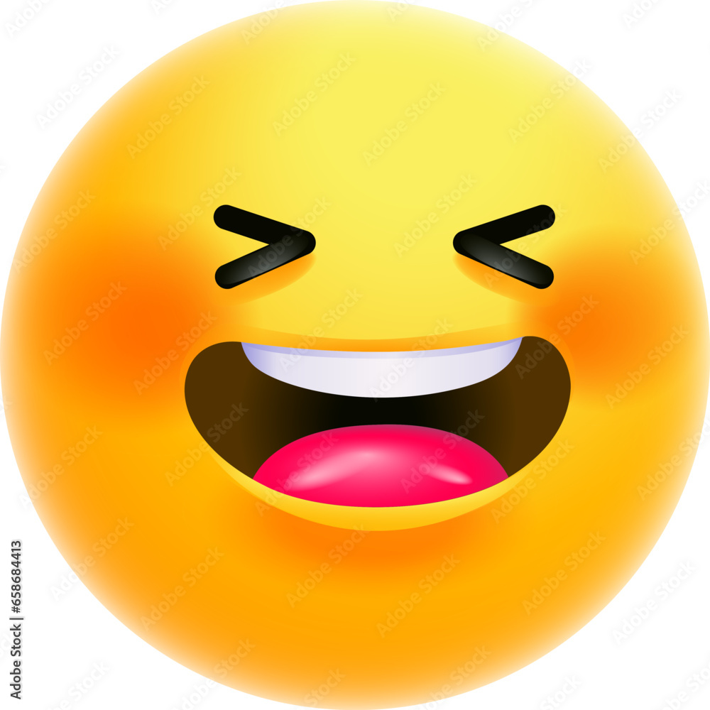 Laugh emoji icon, ha ha emoticon, good emotion simple flat 3d style ...