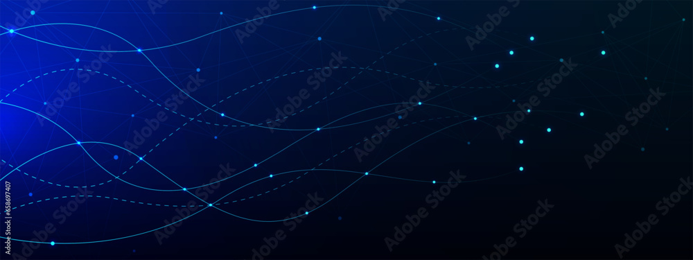 Artificial intelligence and network connection concept with glowing ...