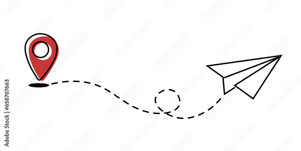 One Continuous line drawing of aircraft flight routes and airport ...